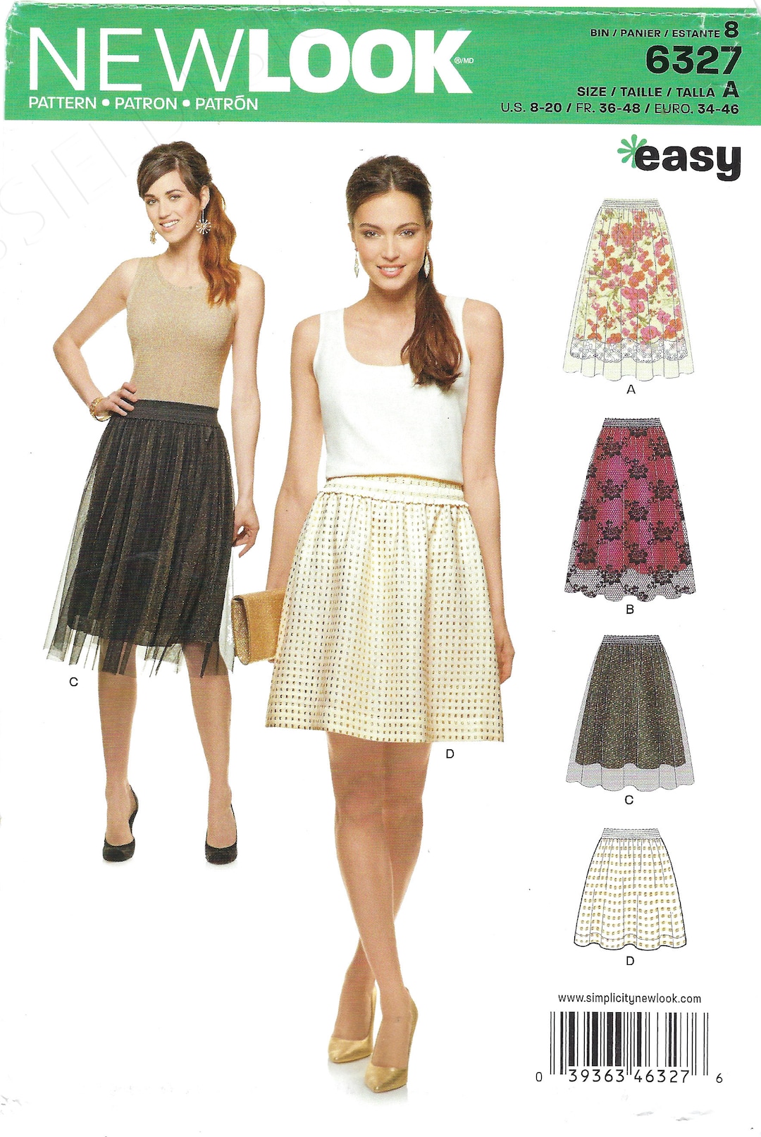 Uncut New Look Sewing Pattern 716 6327 Skirt Pattern With Four ...