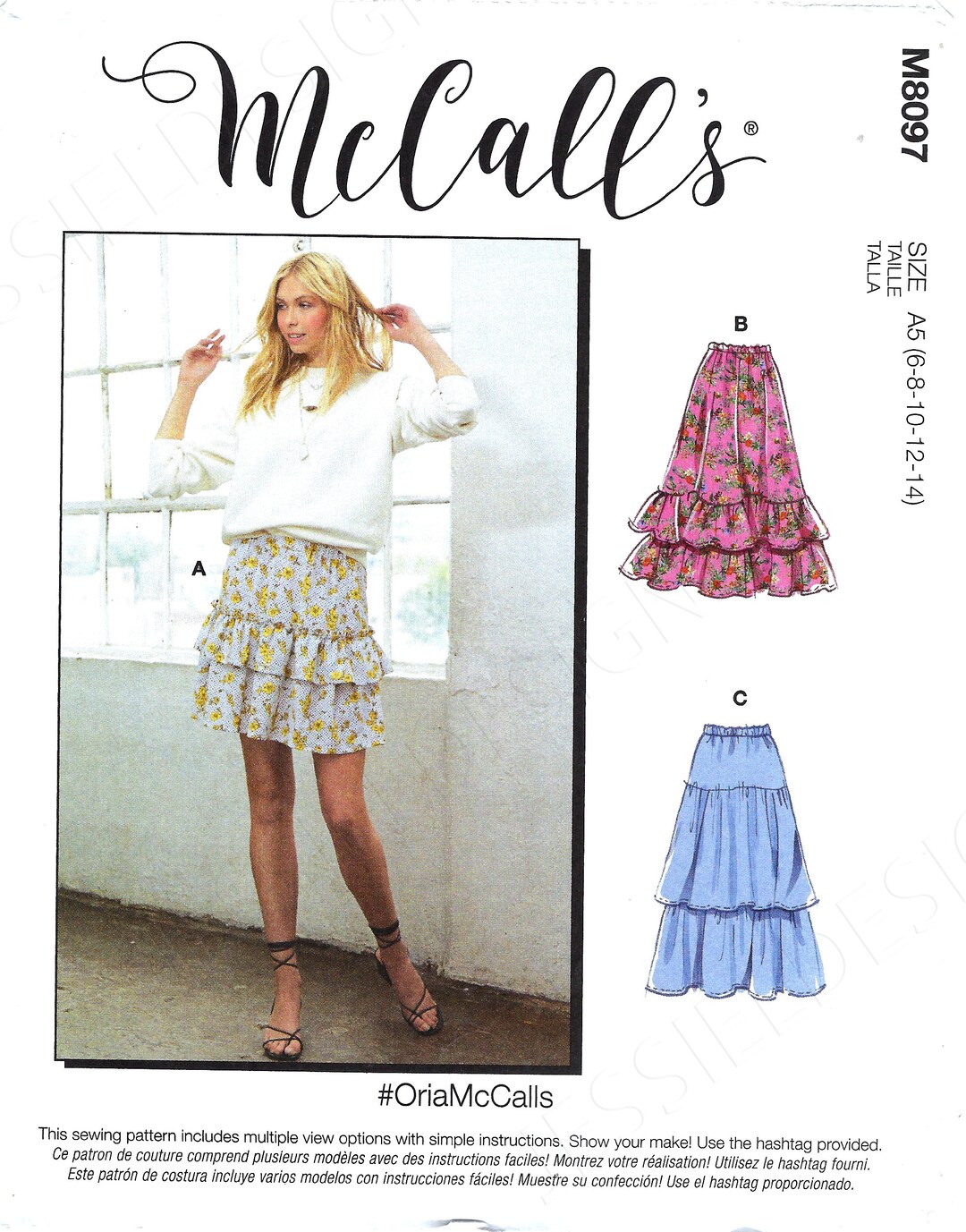 Uncut Mccalls Sewing Pattern 8097 Boho Tiered Maxi Ruffle Skirt Sewing ...