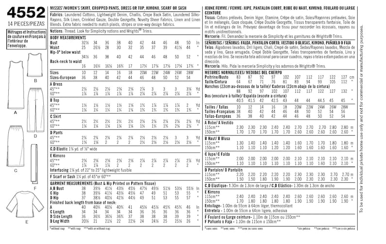 Uncut Simplicity Sewing Pattern 4552 Misses' & Plus Size Sportswear ...