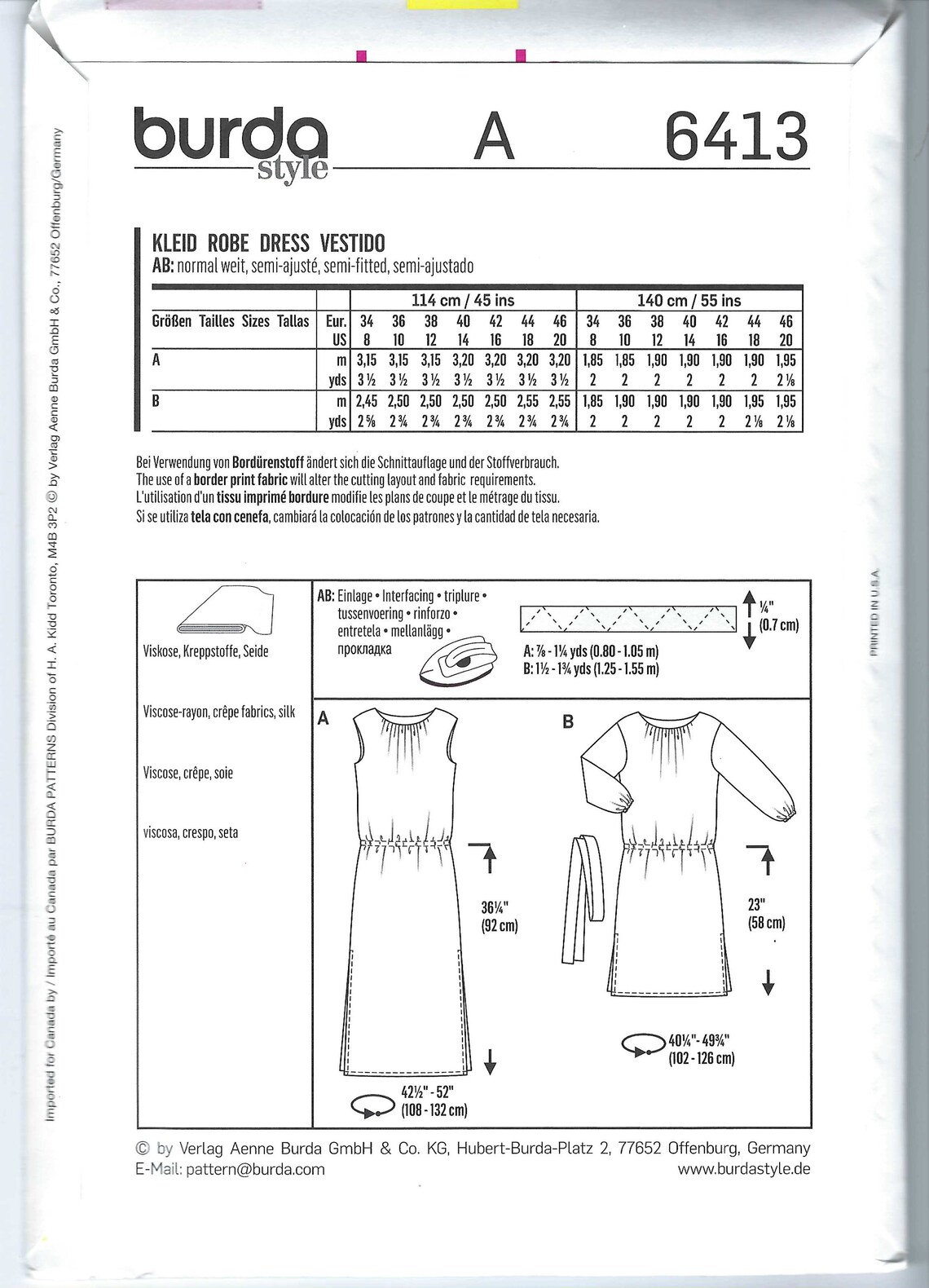 Uncut Burda Sewing Pattern Dress-misses Dresses 6413 Size 8-20 FF - Etsy