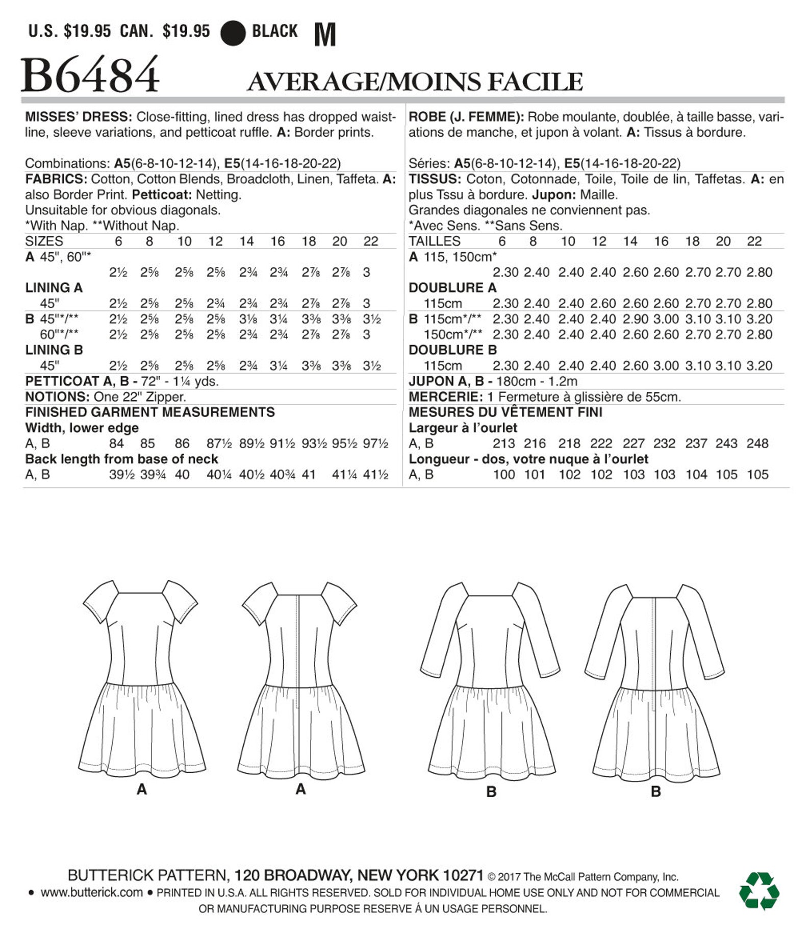 Uncut Butterick Sewing Pattern B6484 6484 Misses' | Etsy