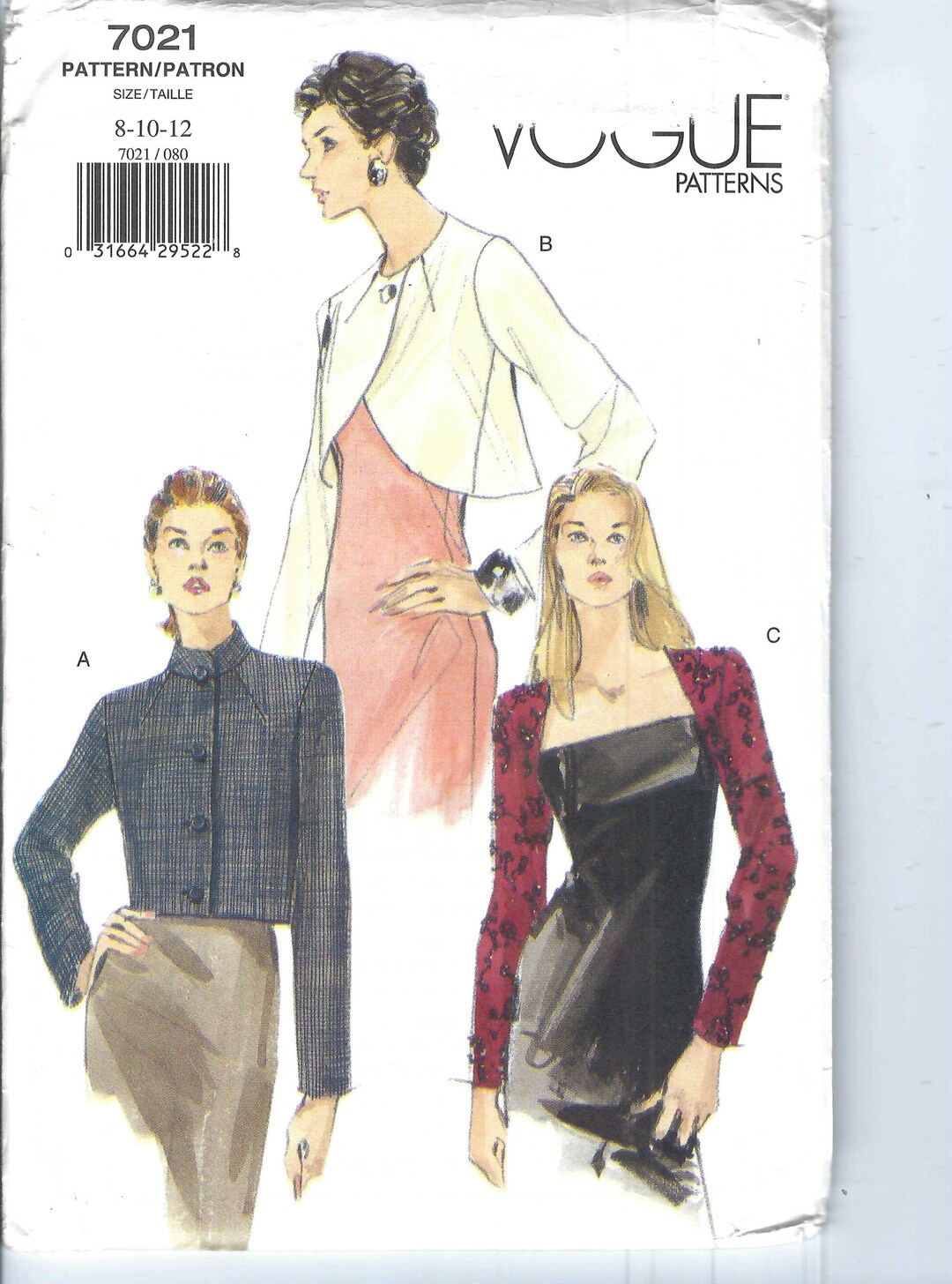 Uncut Vogue Sewing Pattern 7021 Misses Jacket Loose Fitting Lined Above ...