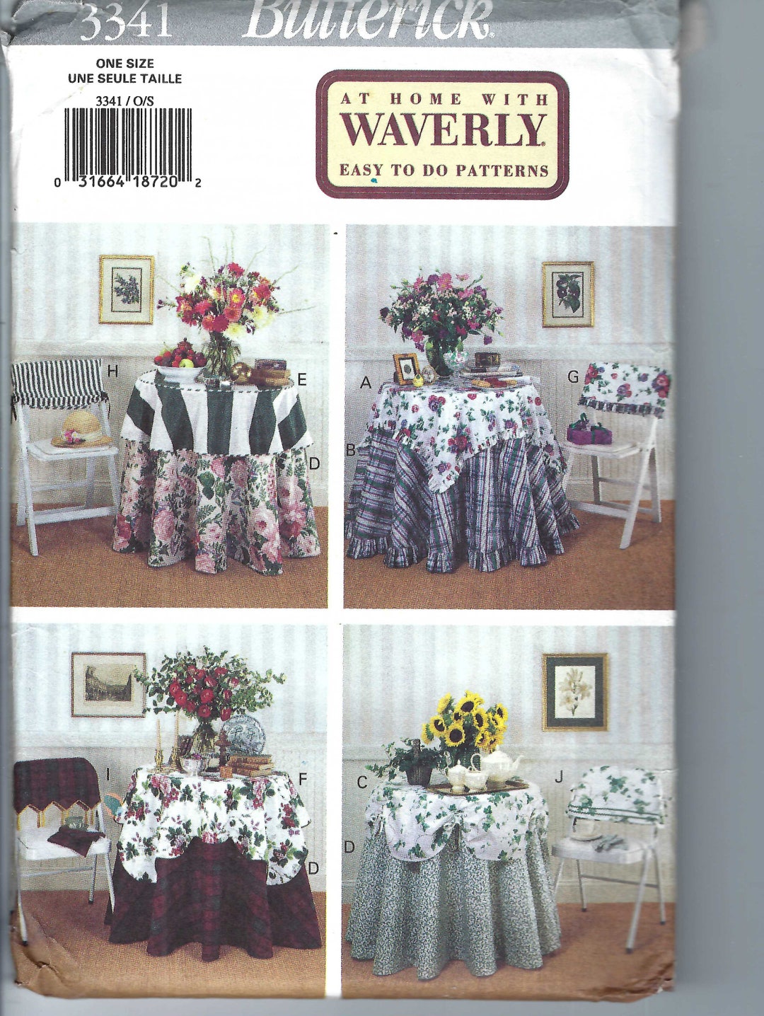 Uncut Vintage Butterick Sewing Pattern 3341 Waverly Table Treatments FF ...