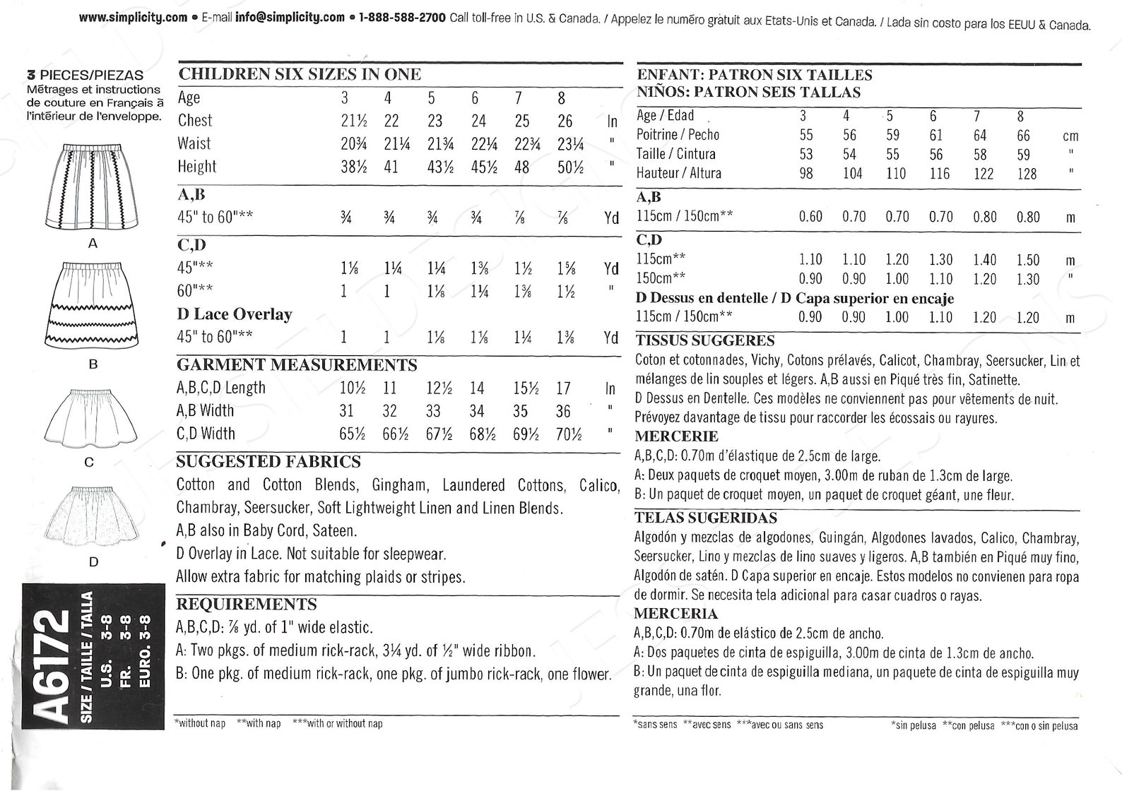 Uncut New Look Pattern 6172 Children Six Size in One Skirt - Etsy