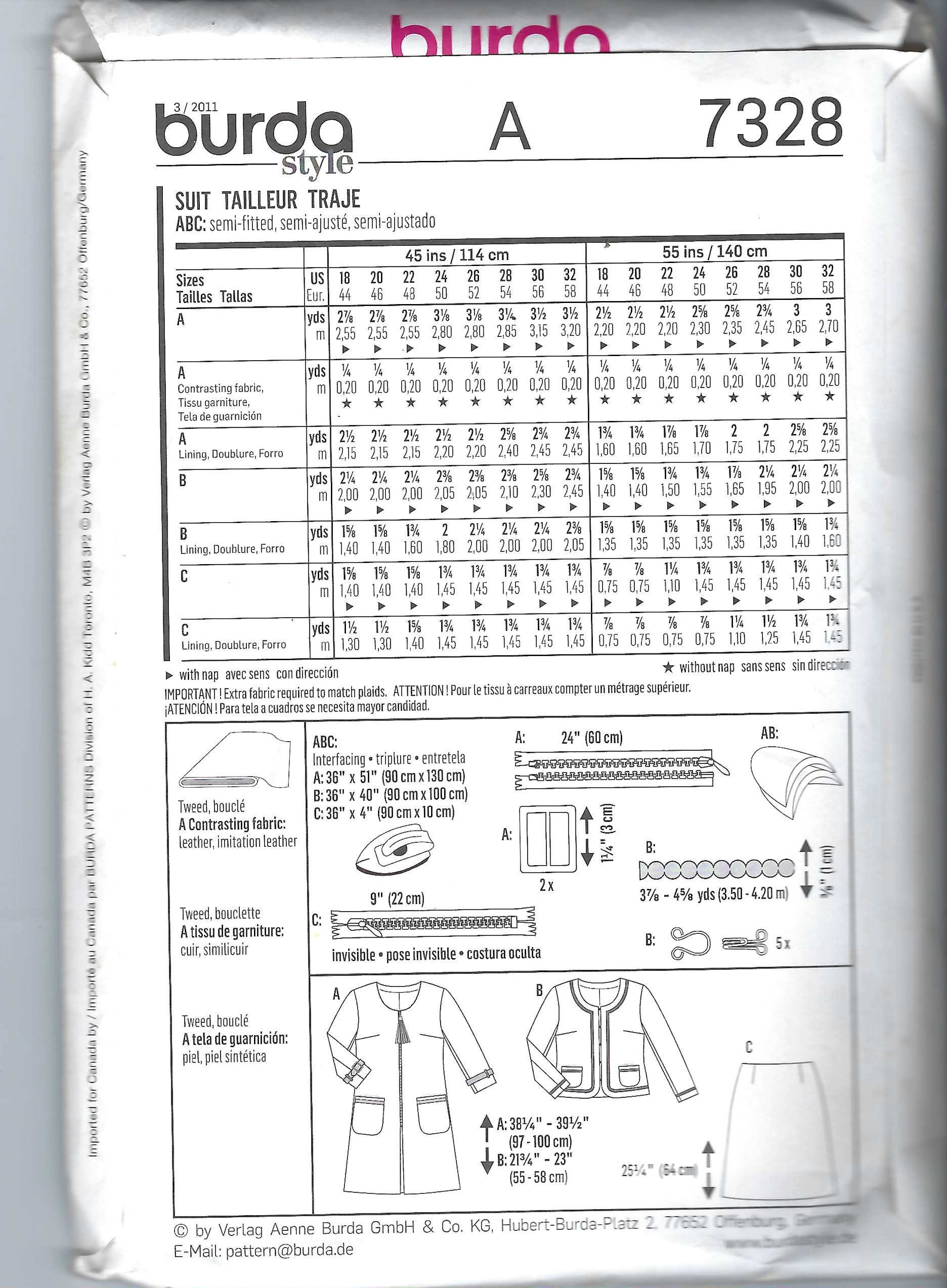 FF Burda Style Sewing Pattern 7328 Burda Suit PATTERN Jacket | Etsy