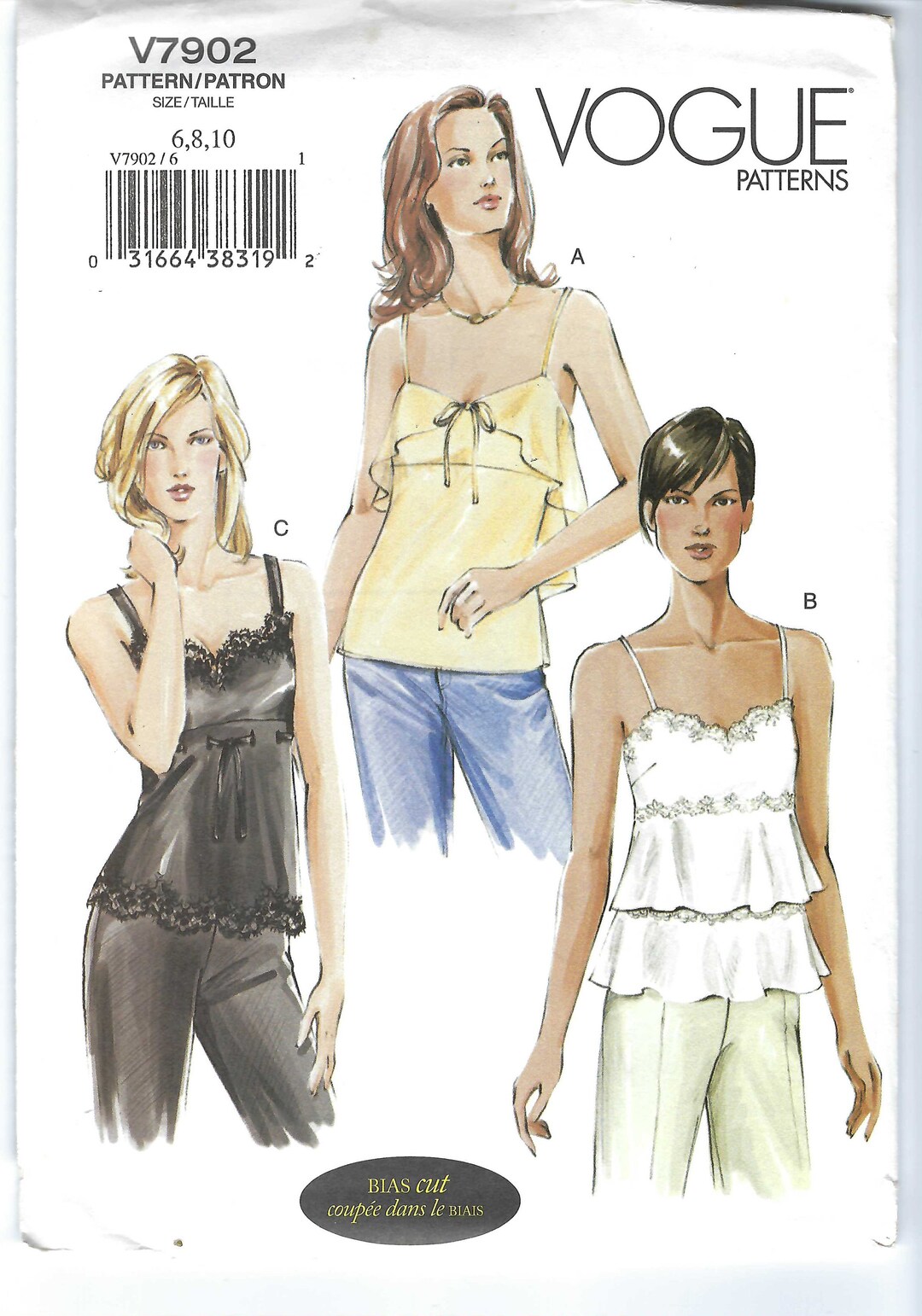 Uncut Vogue Sewing Pattern 7902 Womens Bias Camisoles With - Etsy