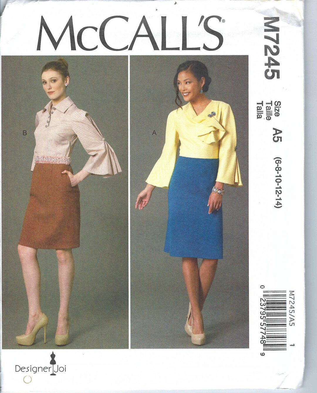 Uncut Mccalls Sewing Pattern 7245, Size 6-8-10-12-14 14-22 Misses ...