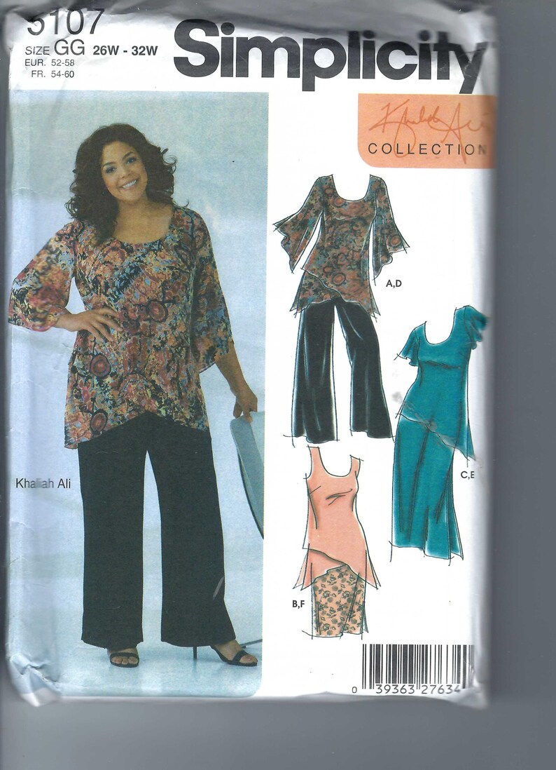 Uncut Vintage Simplicity Sewing Pattern 5107 Plus Sizes 26W 32W ...