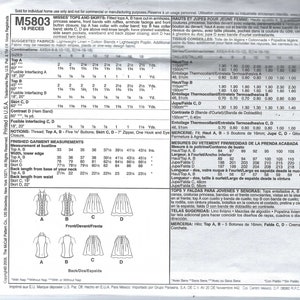 Uncut Mccall's Sewing Pattern 5803 Mccall's Misses' Tops and Skirts ...
