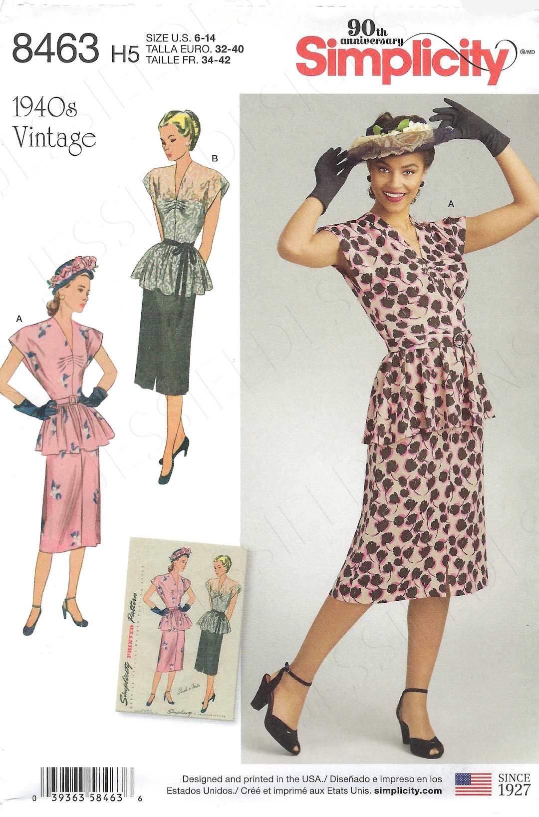 Uncut Simplicity Sewing Pattern 8463 Misses' Vintage 1940s 2-piece ...