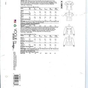 Uncut Vogue Sewing Pattern Womens Tops, Vintage Style Tops, Fitted Tops ...