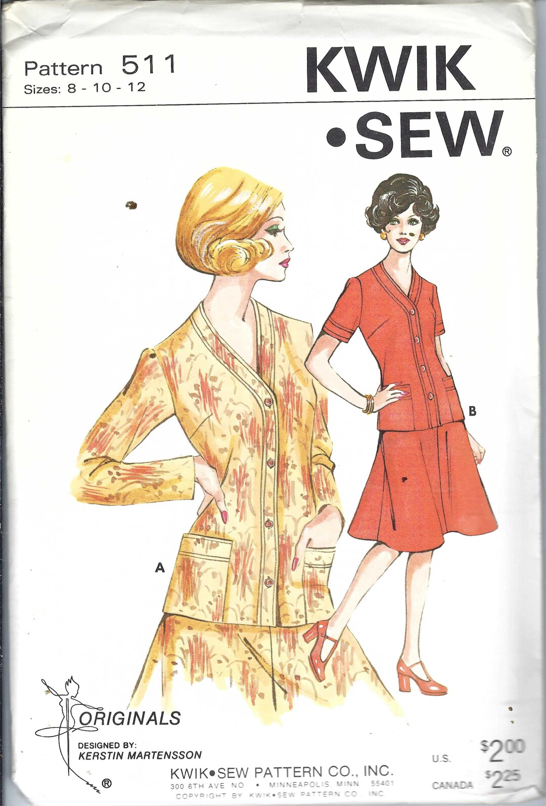 Uncut Kwik Sewing Pattern 512 Vintage Suit Banded Jackets Flared Skirts ...