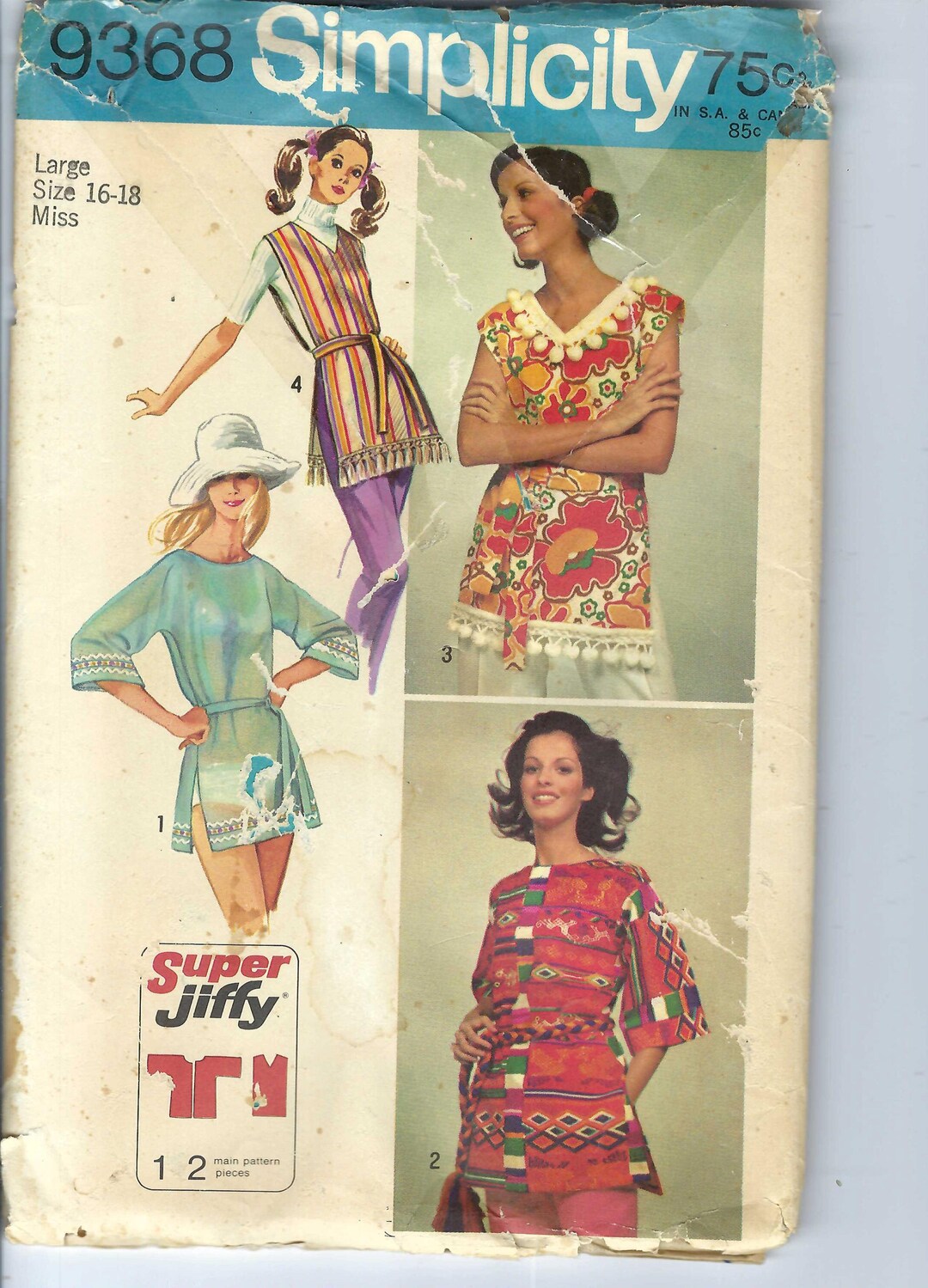 Uncut Vintage Simplicity Sewing Pattern Tunic and Beach Cover-up ...
