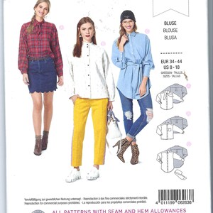 Uncut Burda Sewing Pattern 6263 Blouse Shirt Blouses in a Boyfriend ...