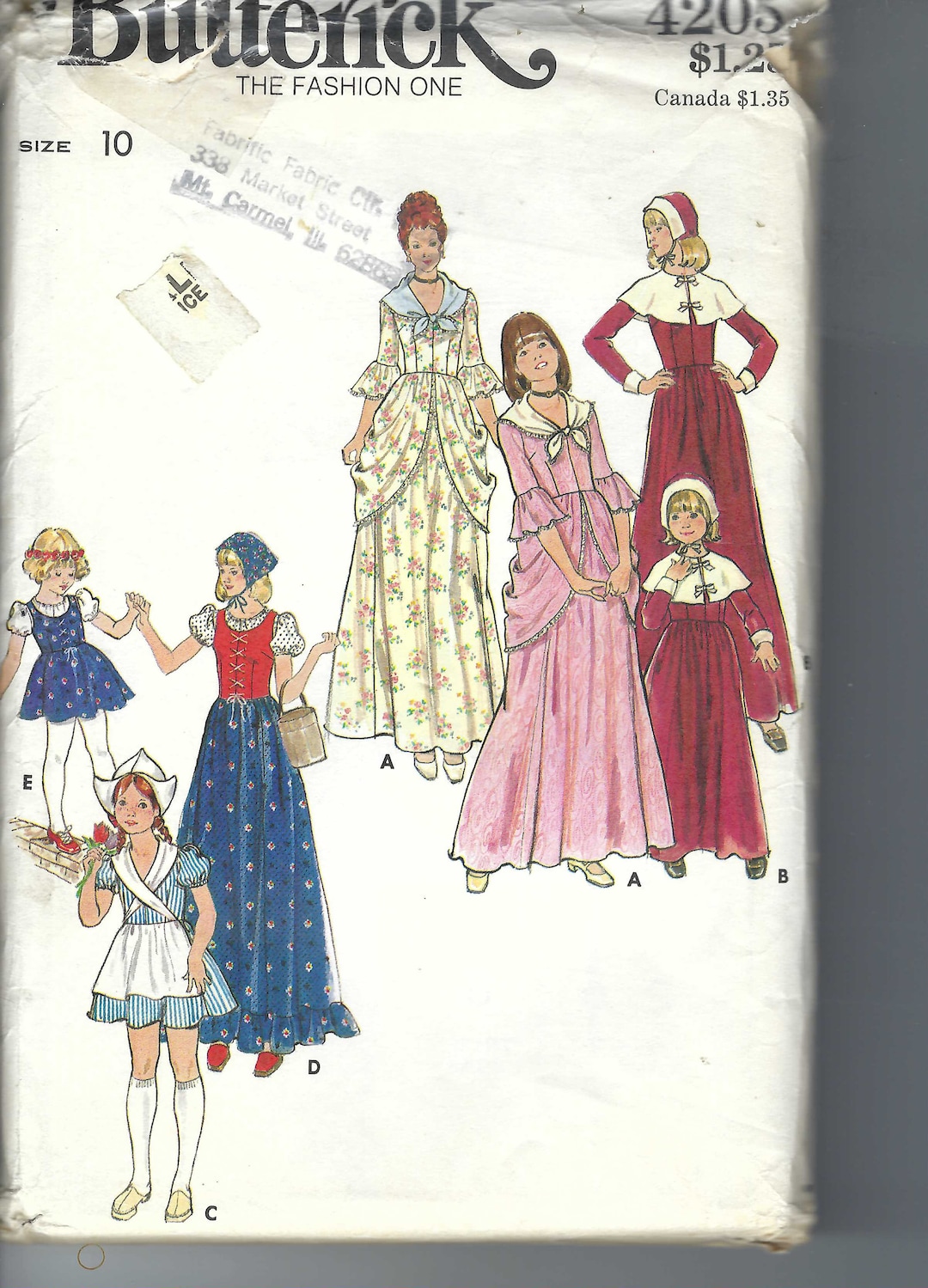 Uncut Vintage Butterick Sewing Pattern Pilgrim, Colonial, Dutch Maid ...