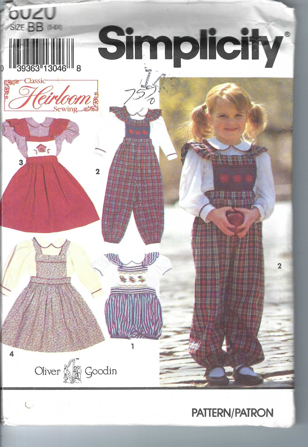 Uncut Vintage Simplicity Sewing Pattern 8020 Childs Blouse Overalls in ...