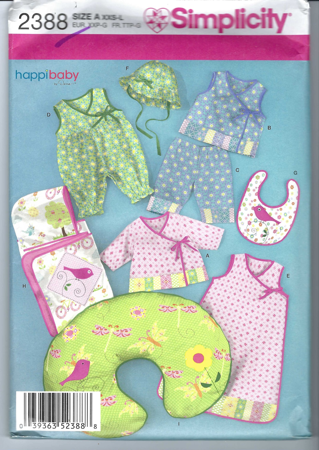 Uncut Simplicity Sewing Pattern 2388 Happi Baby by Donababy Layette in ...
