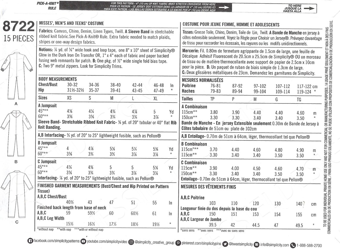 Uncut Simplicity Sewing Pattern 11597 11149 8722 Flight Coveralls ...