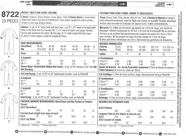 Uncut Simplicity Sewing Pattern 11597 11149 8722 Flight Coveralls ...