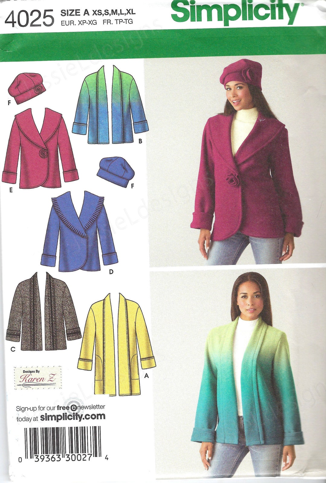 Uncut Simplicity Sewing Pattern 4025 Misses' Jacket With Front ...