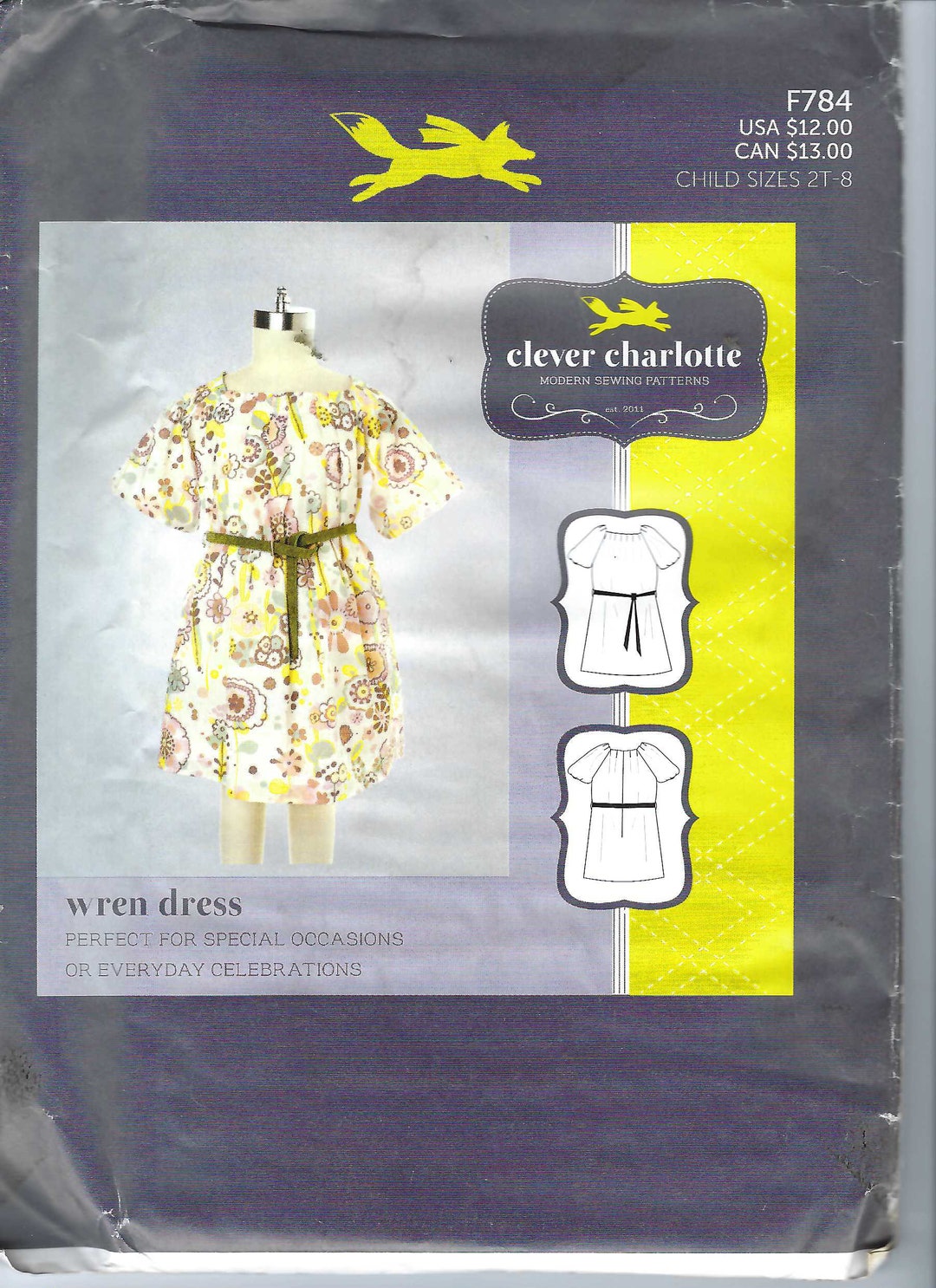 Uncut Clever Charlotte Sewing Pattern 784 Girl Wren Dress Sz 2T-8 FF - Etsy