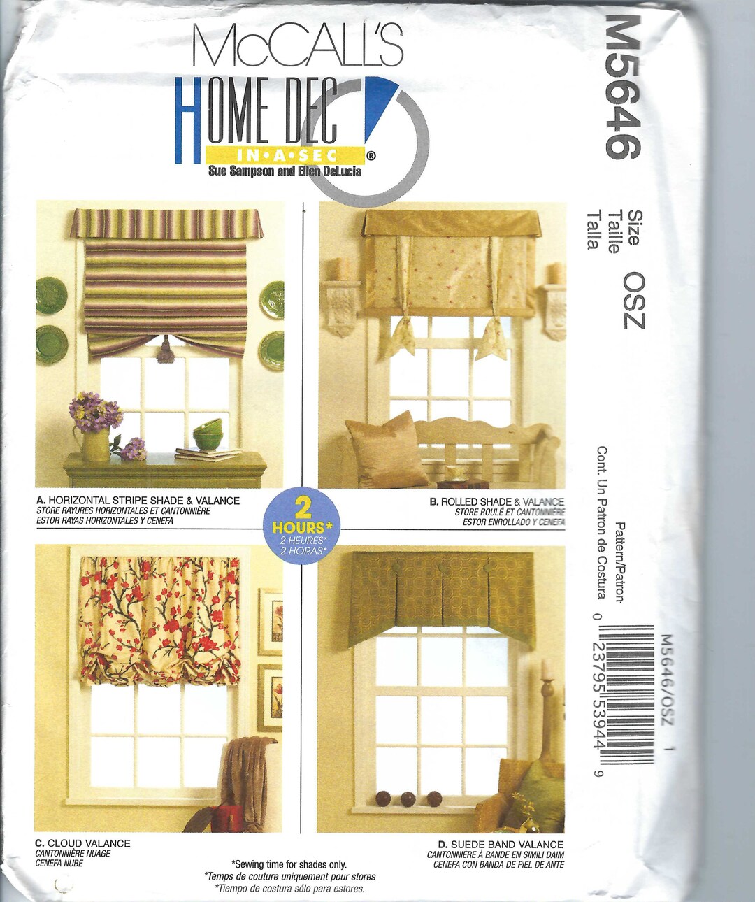 Uncut Mccalls Sewing Pattern Rolled Shades Valance Cloud Valance 5646 ...