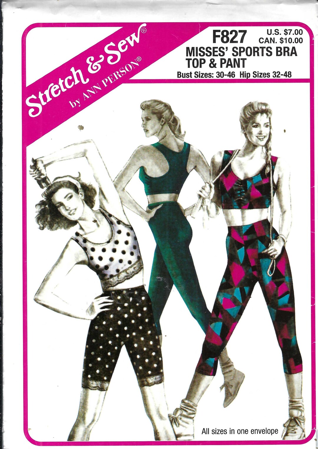 Uncut Stretch and Sew Sewing Pattern 827 Misses' Sports Bra Top & Pant ...
