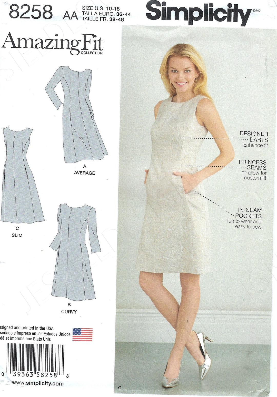 Uncut Simplicity Sewing Pattern 8258 Misses Amazing Fit Dress Round ...