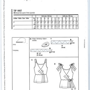 Uncut Burda Style Sewing Pattern Top With Wrapping Effect Elastic ...
