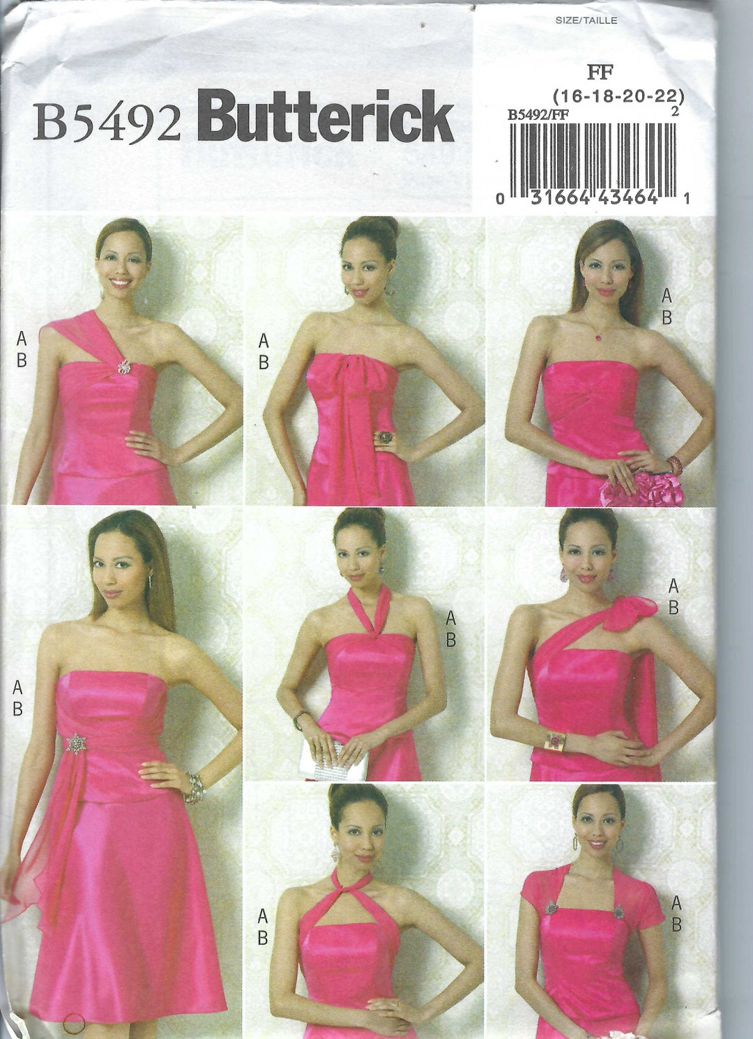 UNCUT Butterick Sewing Pattern Misses Easy Strapless Top and Skirt ...