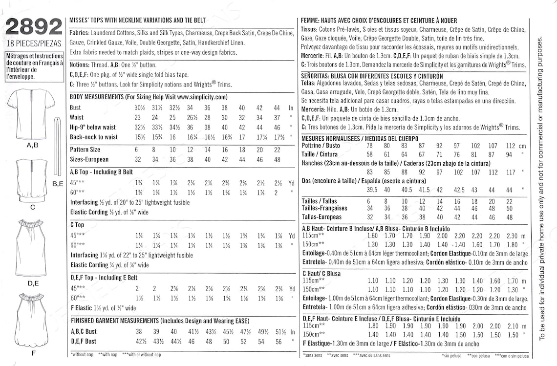 Uncut Simplicity Sewing Pattern 2892 Vintage Pattern Womens - Etsy