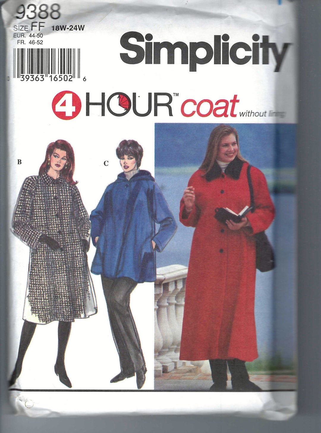 Rare Uncut Vintage Simplicity Sewing Pattern 9388 Misses Coat Size 18 ...
