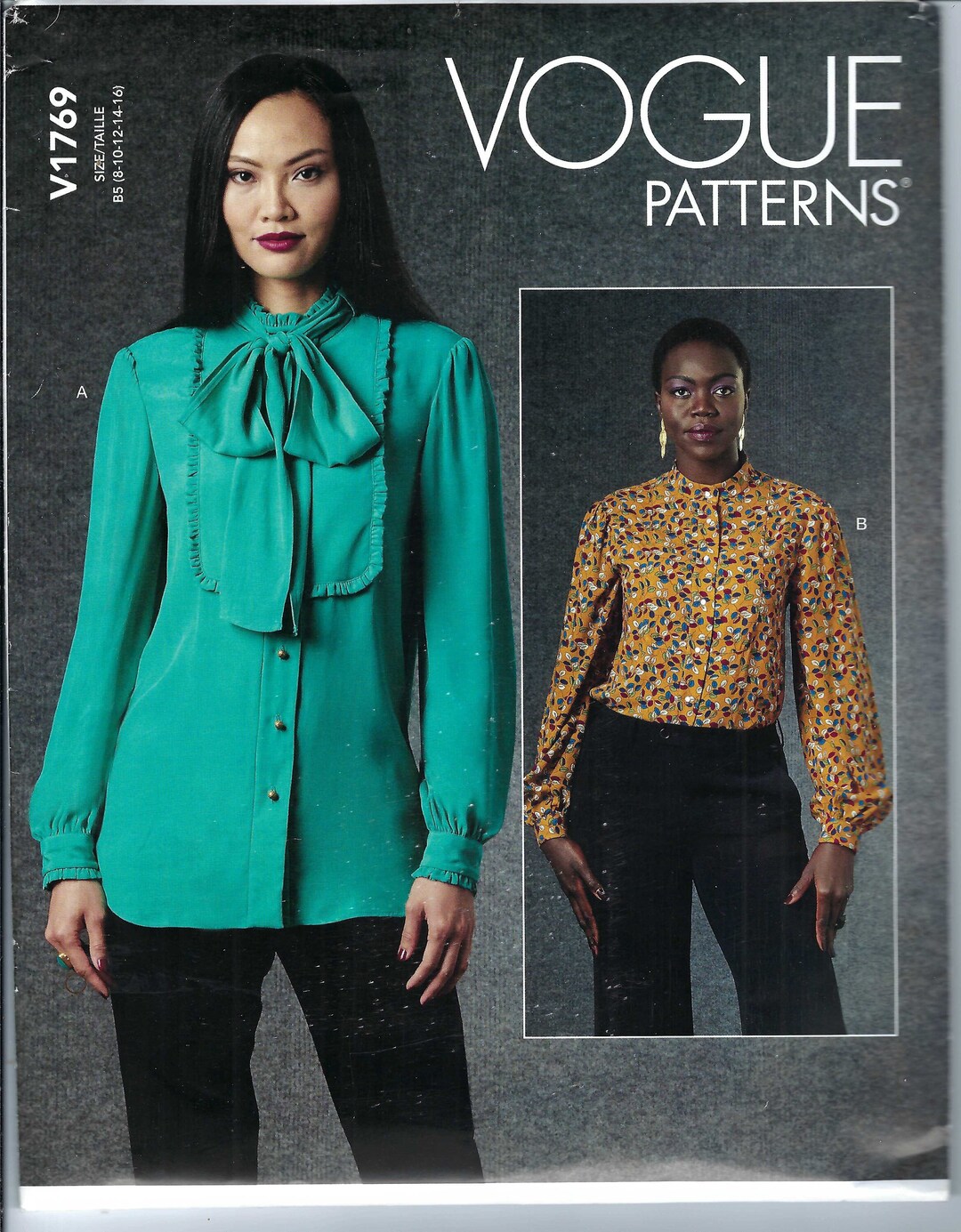 Uncut Vogue Sewing Pattern Womens Tops, Button Front Tops, Long Sleeve ...