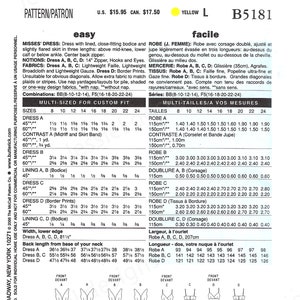 Uncut Butterick Sewing Pattern 5181 - Empire Dress 3 Lengths - V-neck ...