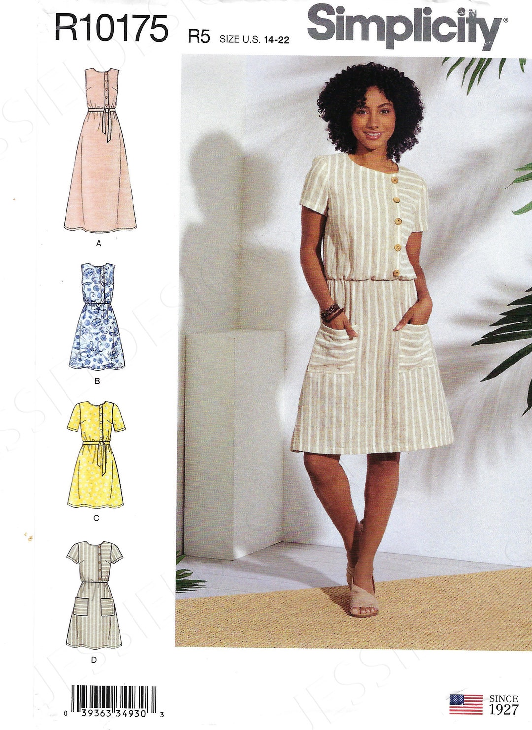 Uncut Simplicity Sewing Pattern 10175 8914 Misses' Dress in Two Lengths ...