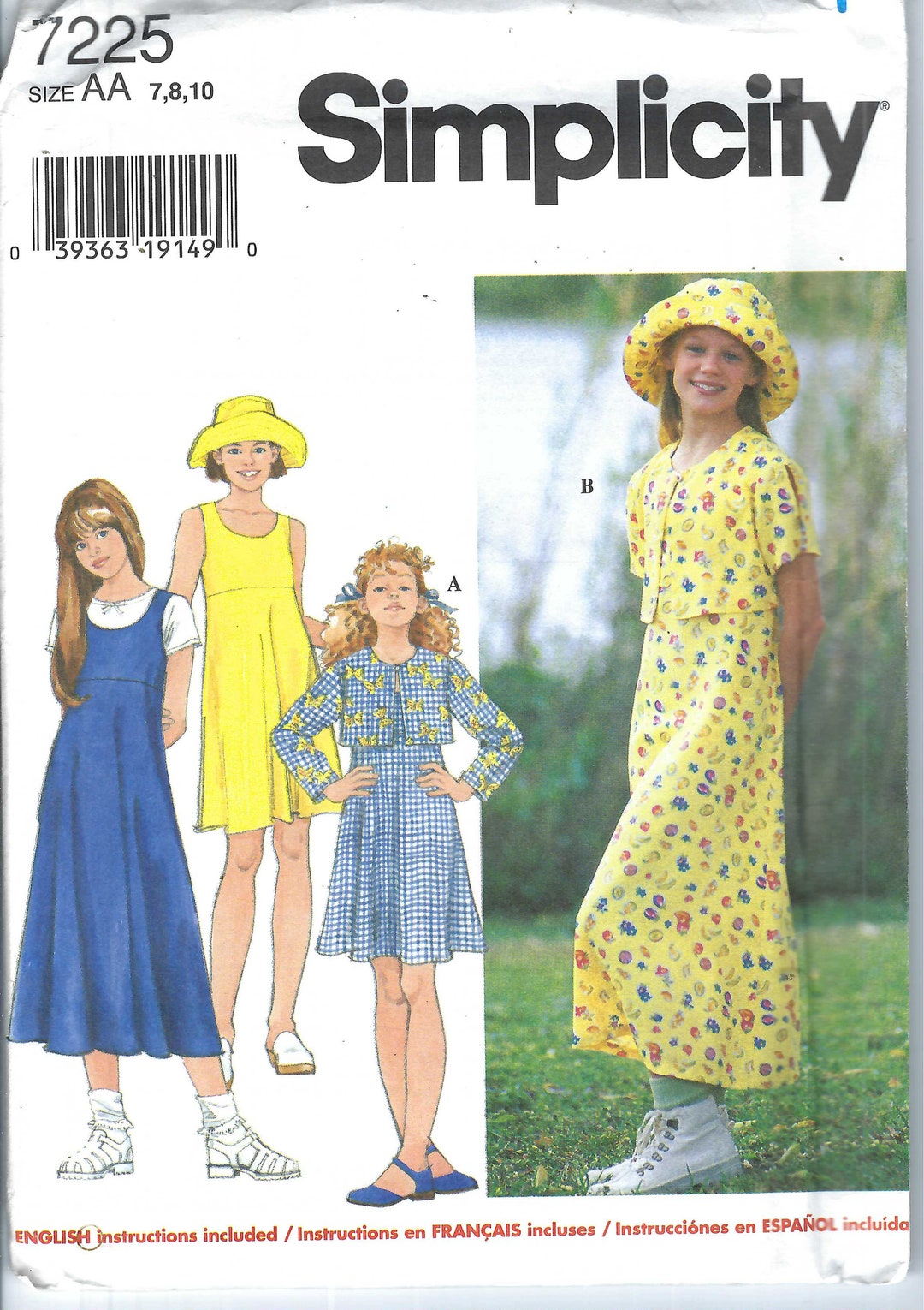 Uncut Vintage Simplicity Sewing Pattern Girls Sleeveless Princess Seam ...
