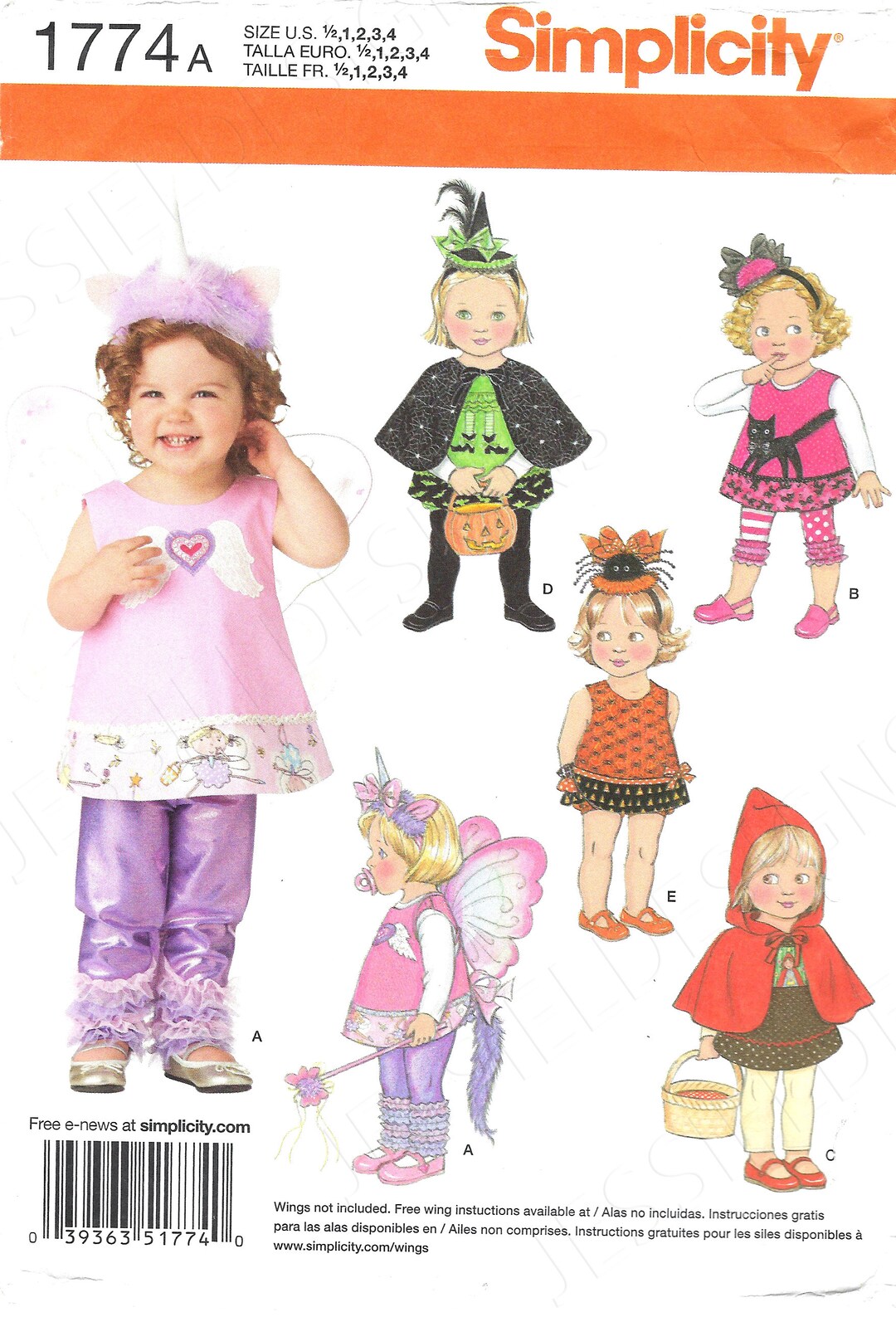 Uncut Simplicity Sewing Pattern 865 1774 Princess Red Riding Hood Fairy ...