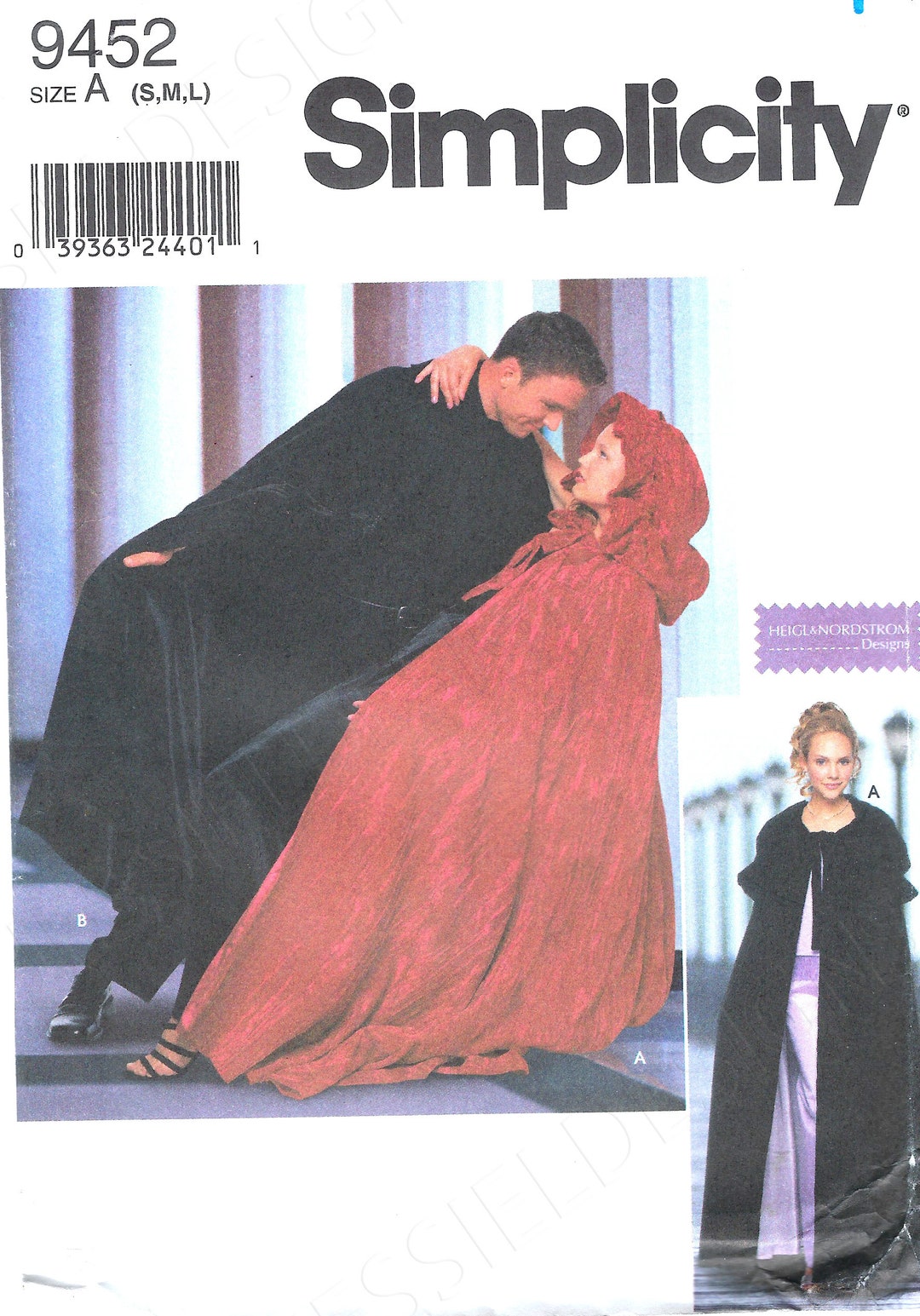 Uncut Simplicity Sewing Pattern 9452 Long Cape Pattern for Men, Women ...