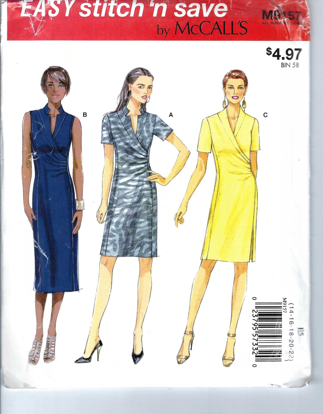 Uncut Mccalls Sew Sewing Pattern 9157 Mccalls Misses Dress Size 14-22 ...