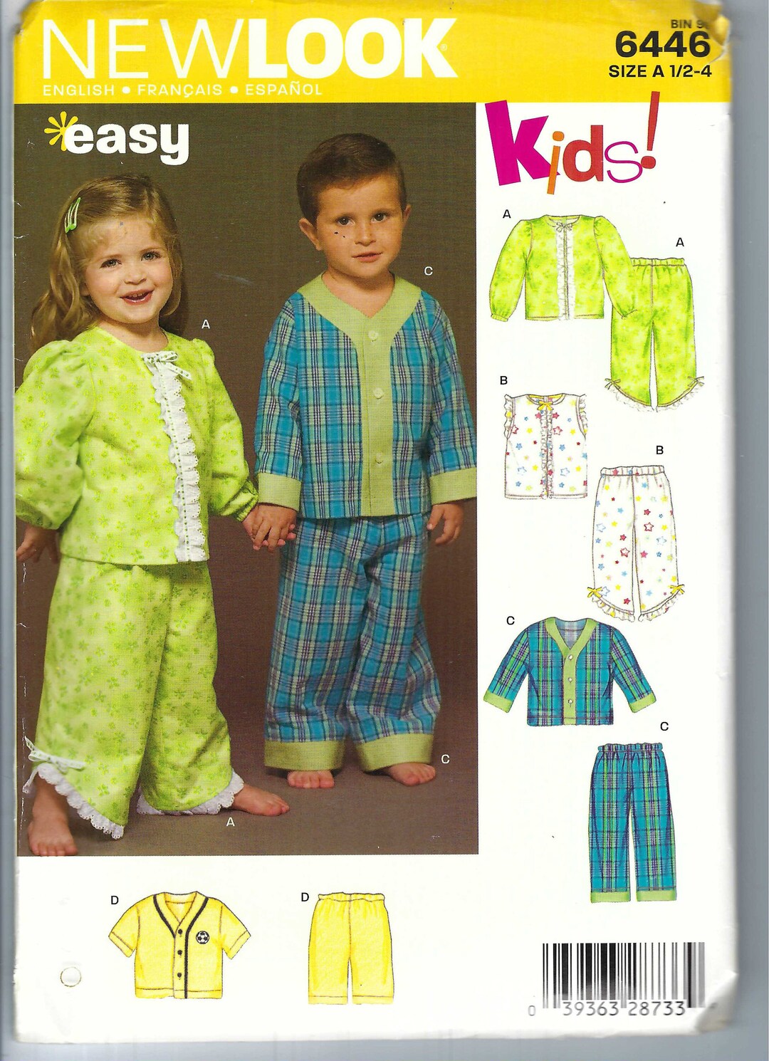 Uncut New Look Sewing Pattern 6446 Toddlers' Pajamas Sizes 1/2-4 FF - Etsy
