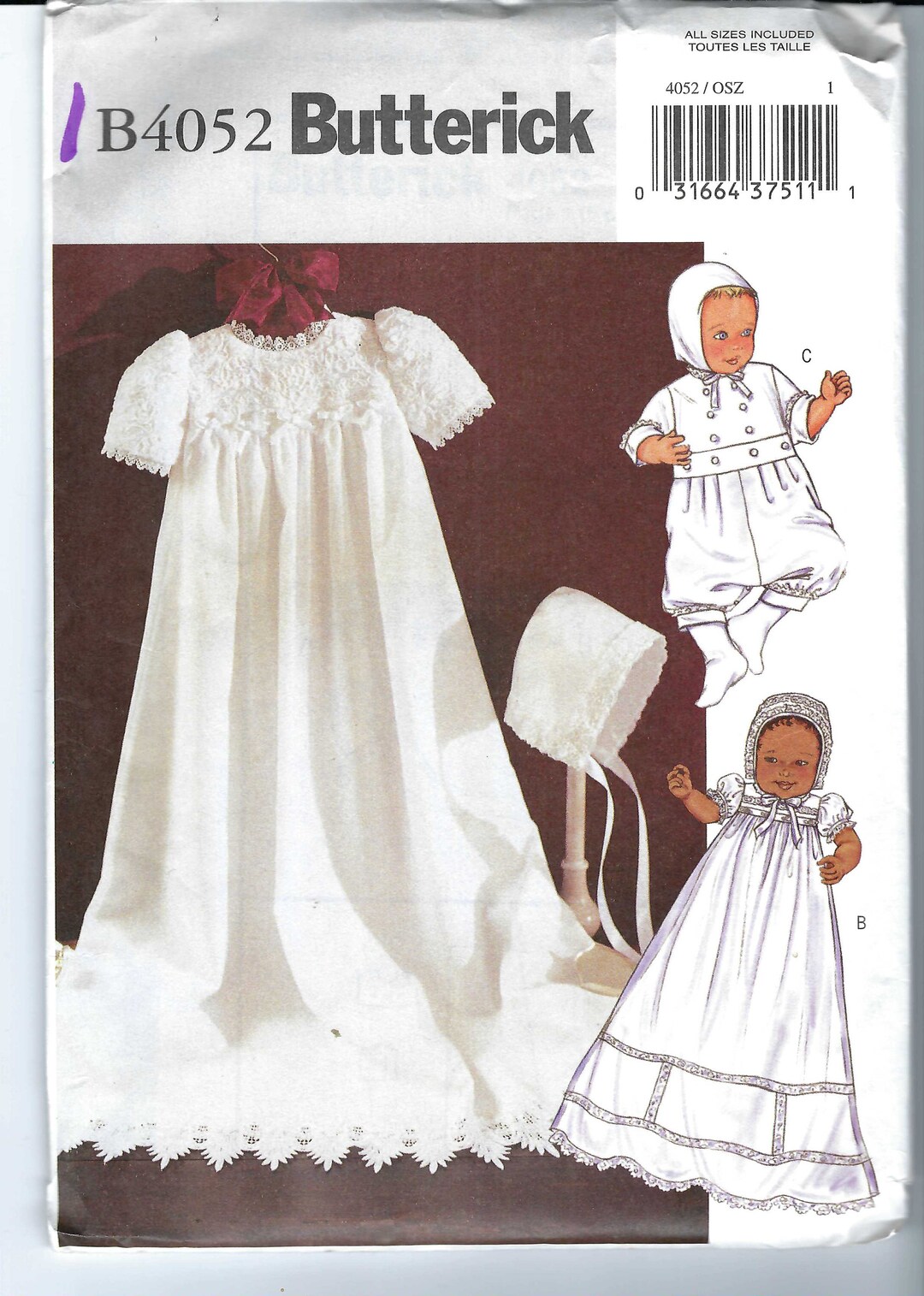 Uncut DESTASH Butterick Sewing Pattern 4052 Infants' Dress Jumpsuit and ...