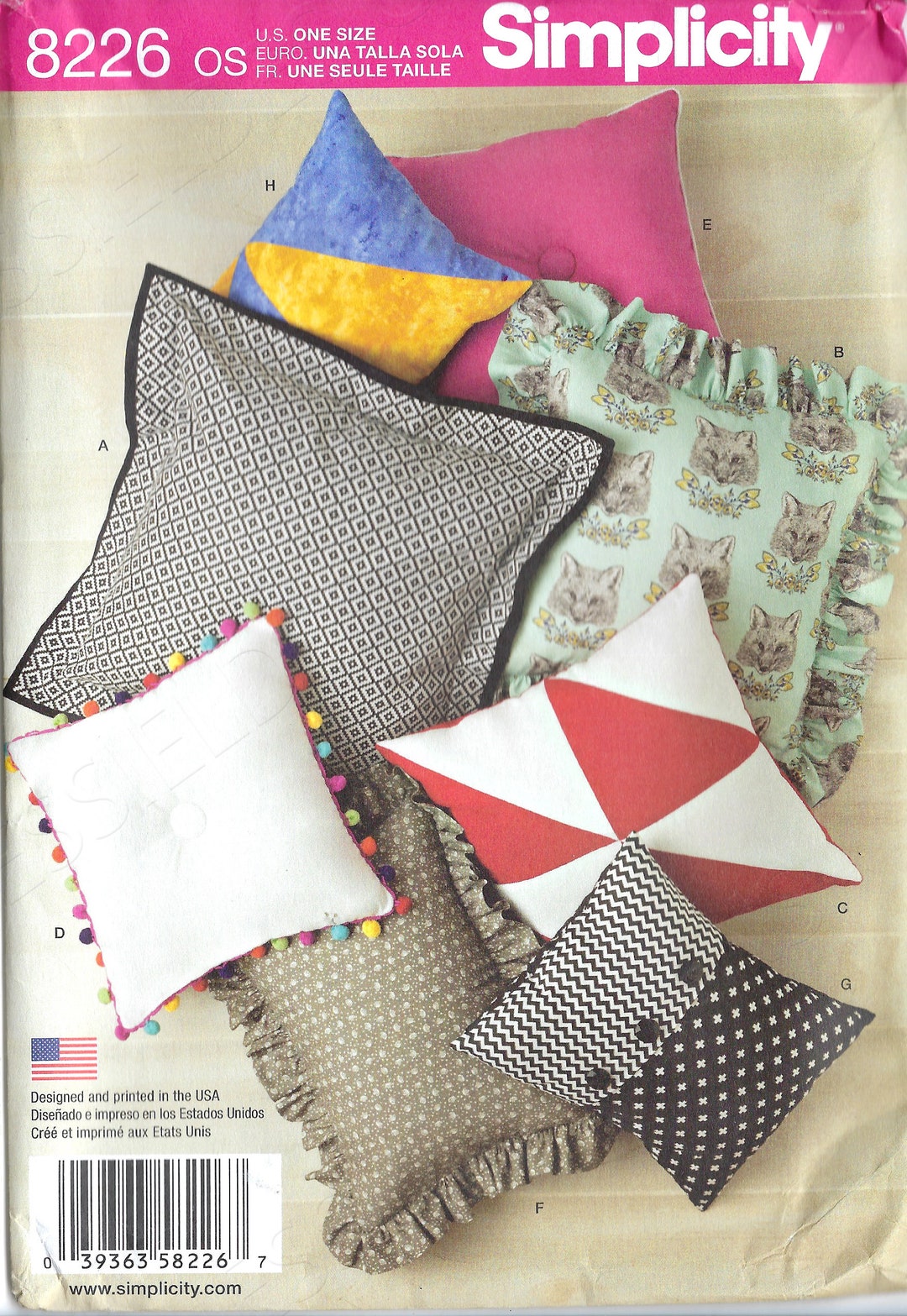 Uncut Simplicity Sewing Pattern Easy Pillows Simplicity Sewing Pattern ...