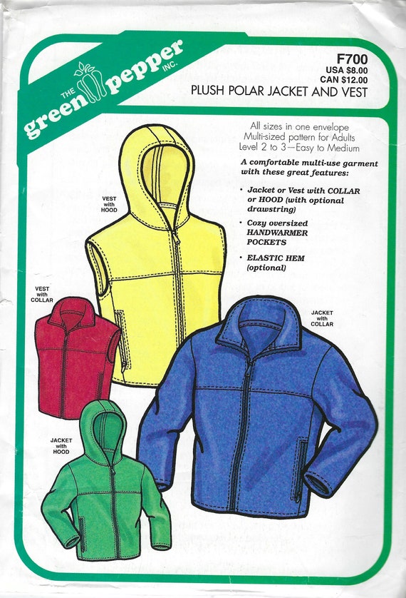 Uncut Green Pepper Sewing Pattern 700 Plush Polar Jacket and - Etsy