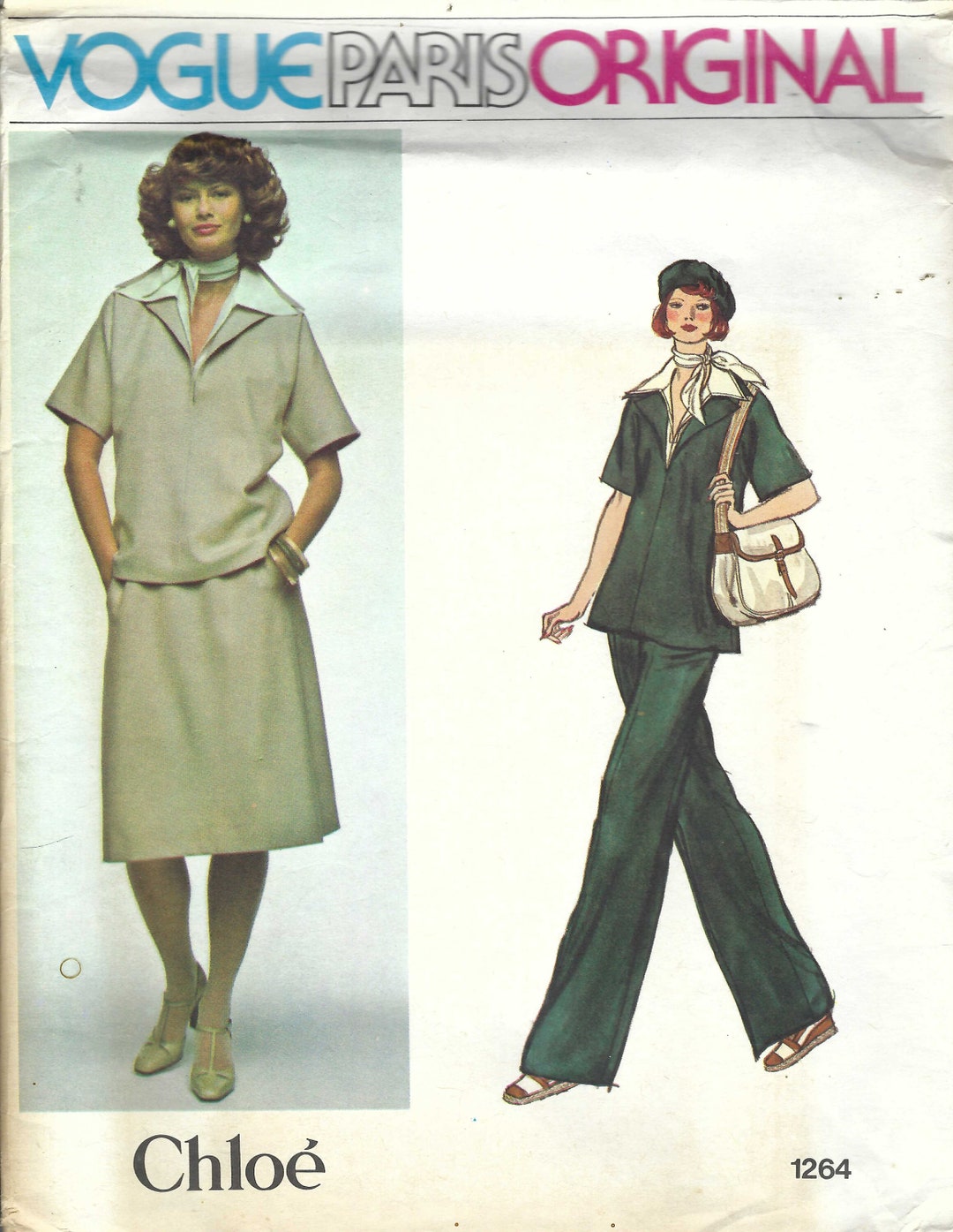 Uncut Vintage Vogue Sewing Pattern Chloe 1264 Sz 10 Top Skirt Pants ...