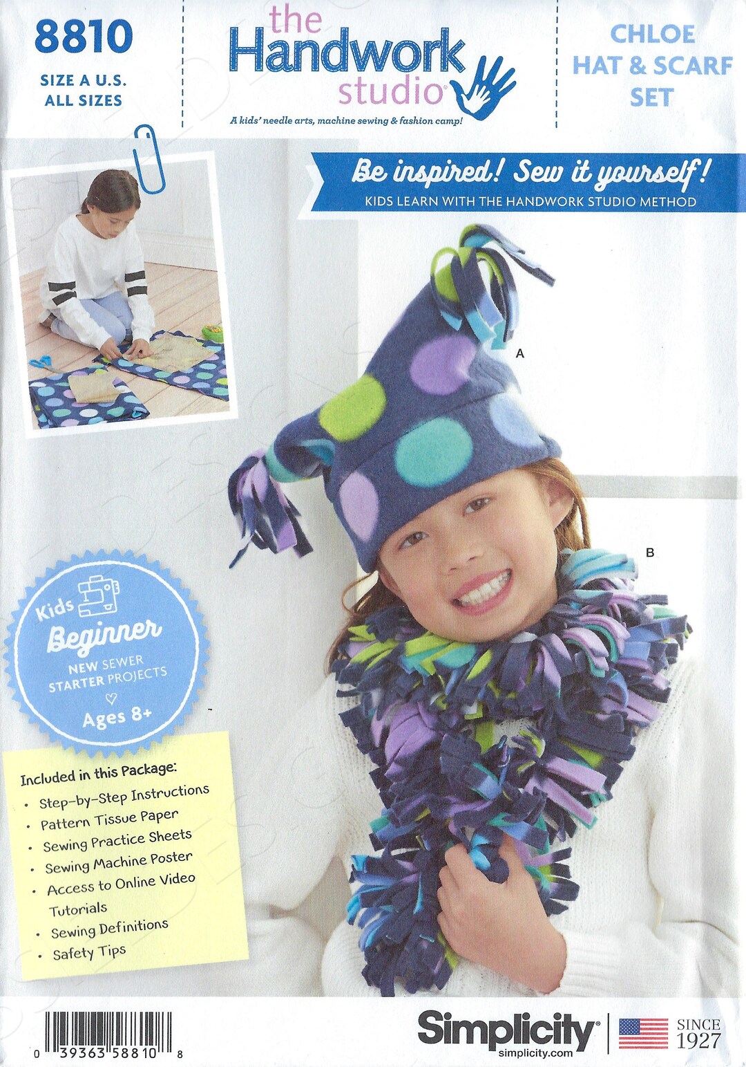 Uncut Simplicity Sewing Pattern 8810 Girls All Sizes Chloe Hat & Scarf ...