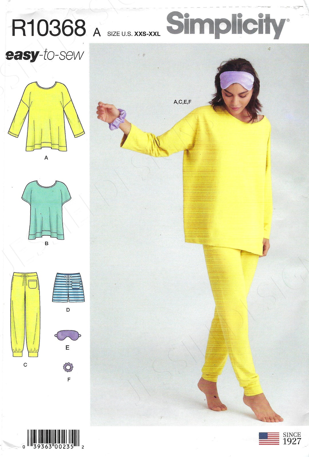 Uncut Simplicity Sewing Pattern 10368 9020 Misses' Sleepwear Knit Tops ...