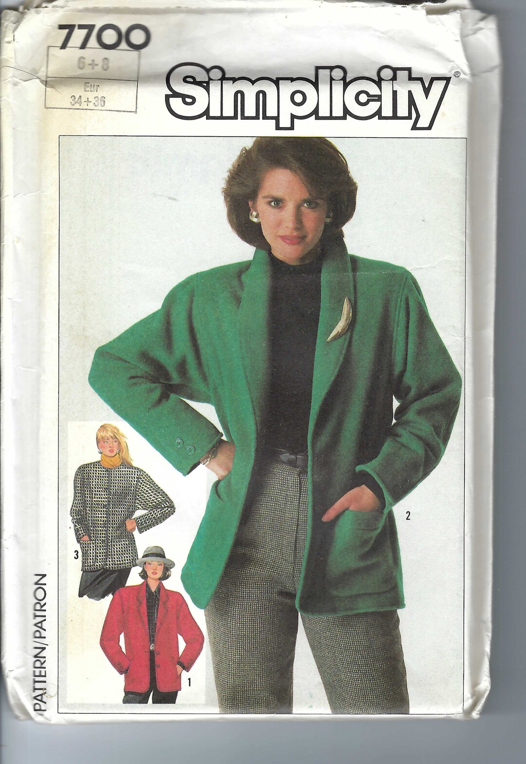 Uncut Vintage Simplicity Sewing Pattern Lined Loose Fitting Jacket ...