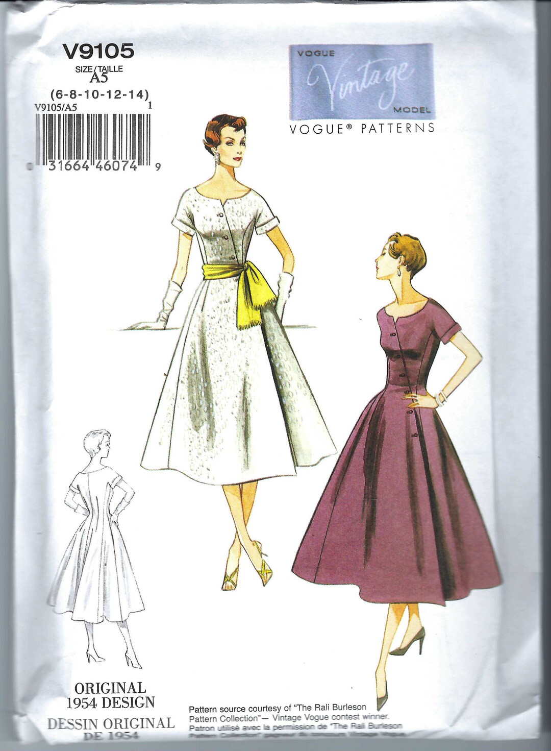 Uncut Vogue Sewing Pattern 9105 Misses' Asymmetrical Button-closure ...