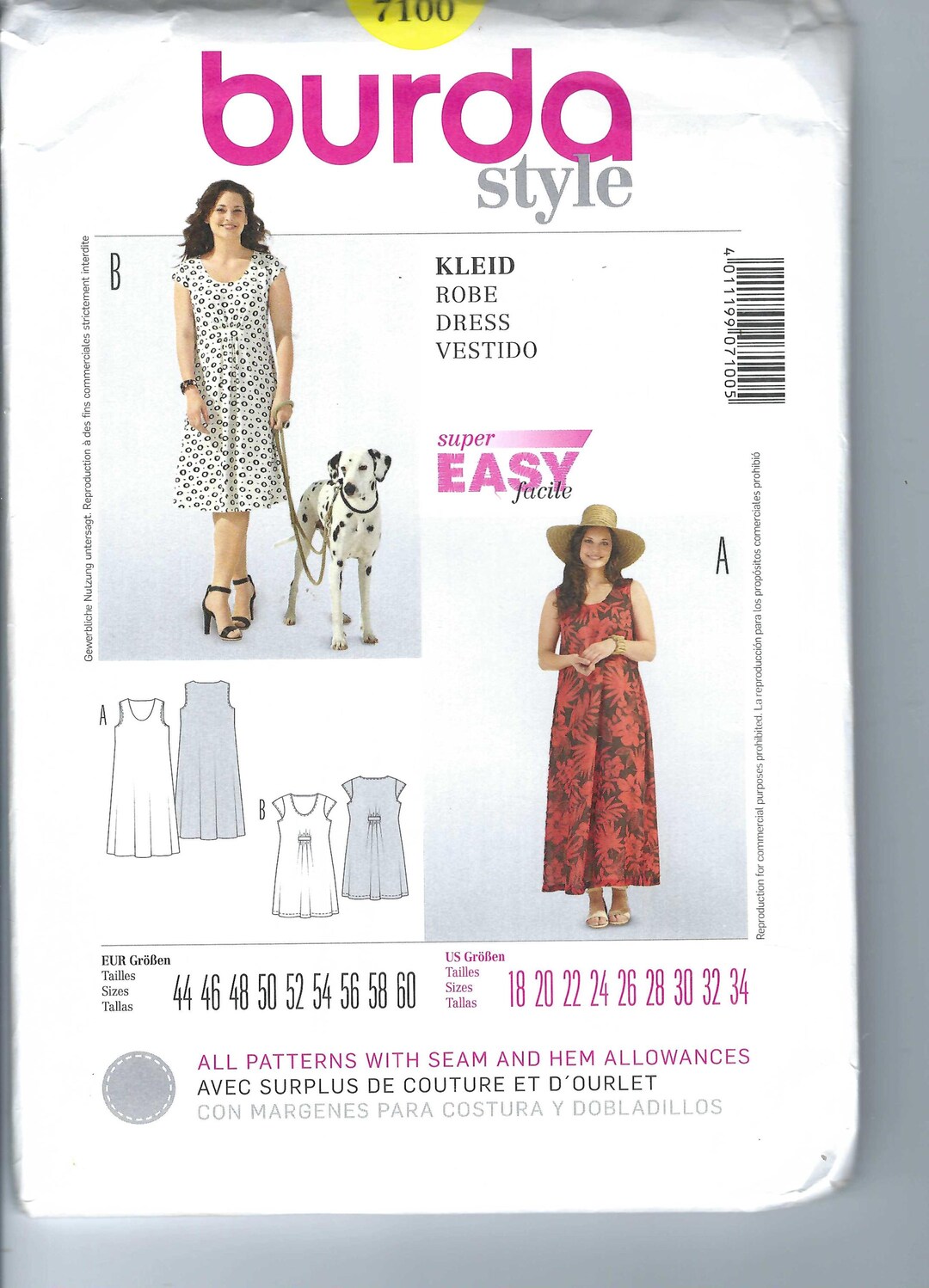 Uncut Burda Sewing Pattern Tank Top Dress- Burda Pattern- Loose Fitting ...