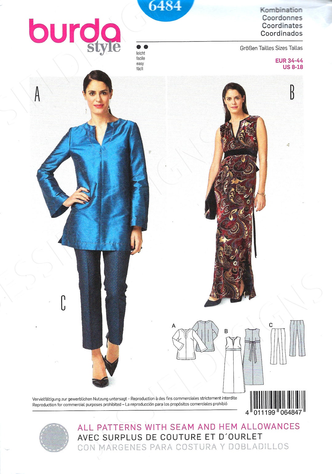 Uncut Burda Sewing Pattern 6484 Misses' Evening Separates Size: 8-18 FF ...
